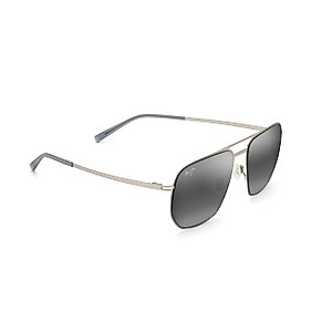 Maui Jim Sharks Cove Square Sunglasses, Titanium/Neutral Grey Polarized, Medium