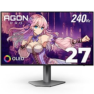 AOC Agon PRO AG276QZD 27" OLED Tournament Gaming Monitor 2560x1440, 240Hz 0.03ms, G-SYNC, PS5 Xbox Switch Compatible, Glossy, Black