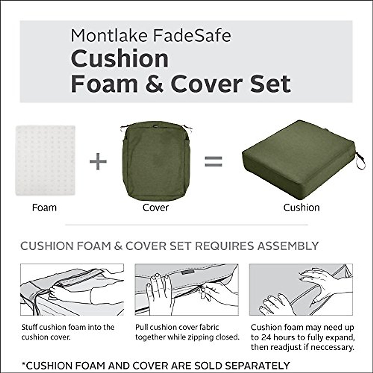 Classic Accessories Montlake FadeSafe Water-Resistant 72 x 21 x 3 Inch Outdoor Chaise Lounge Cushion Slip Cover, Patio Furniture Cushion Cover, Heather Fern Green, Patio Furniture Cushion Covers