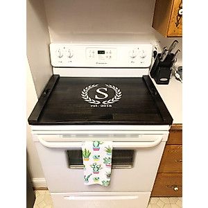 Rustic Stove Top Cover, Wooden Tray For Stove, Monogram Stove Cover, Stove Tray, Decorative Tray