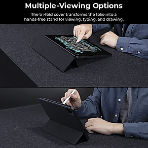 pitaka Magnetic Case & Folio for iPad Pro 12.9 6th/5th Generation 2022/2021 Slim Tri-Fold Stand with Auto Wake/Sleep Case Compatible with Magic Keyboard - Black