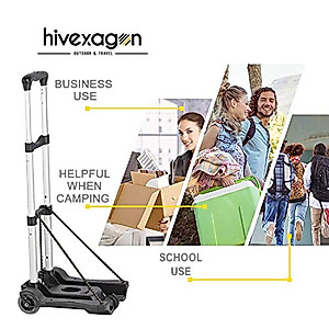 Hivexagon Folding Luggage Cart 88lbs Load Capacity Compact Lightweight and Durable Aluminum Alloy Travel Trolley for Luggage, Personal, Travel, Moving and Office Use
