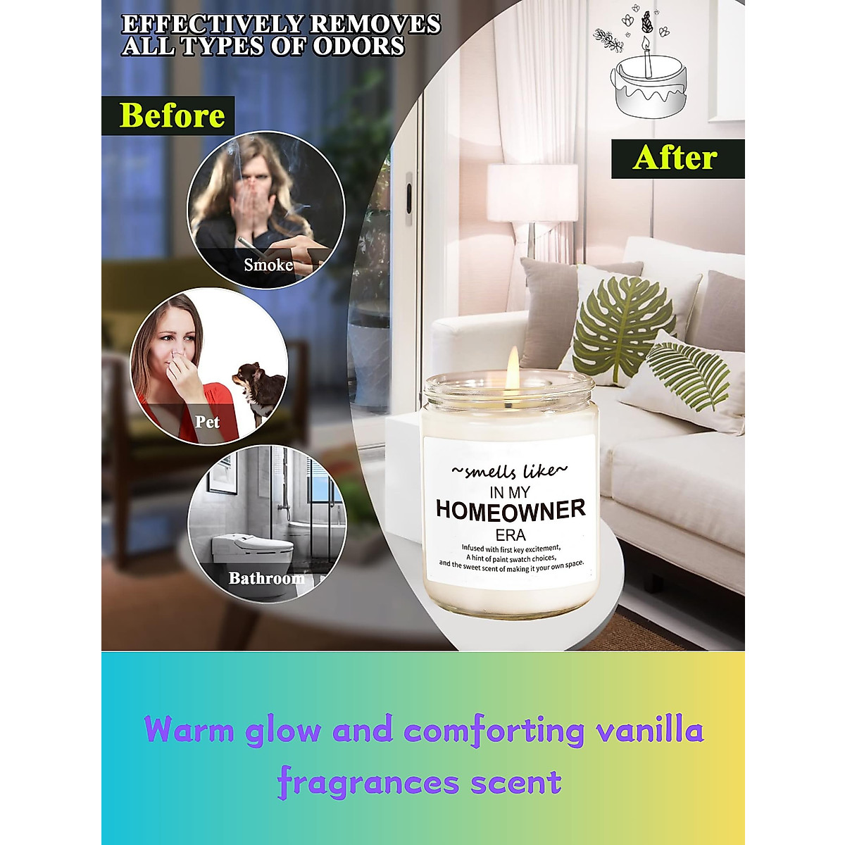 Housewarming Candle, House Warming Gifts New Home Gift Ideas, Funny Housewarming Gifts for Women Men, New Apartment Home Gifts, Vanilla Scented Candle
