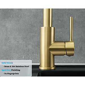 Havin Gold Kitchen Faucet with Pull Down Sprayer, High Arc Stainless Steel Material, with cUPC Ceramic Cartridge,Without Deck Plate,Fit for 1 Hole Kitchen Sink or Laundry Sink,Brushed Gold