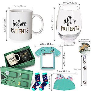 Before Patients, After Patients 11 oz Coffee Mug and 15 oz Stemless Wine Glass Set Gifts Idea for Nurses, Doctors, Hygienists, Assistants, Physician, Dentists, Nurses' week Birthday Graduation Gifts
