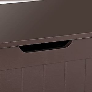 HomGarden 30 inches Modern Wooden Toy Box Storage Chest Bench Trunk with Flip Top Lid and 2 Safety Hinge, 100L Decorative Toys Bench Box for Girls Boys Kids Playroom Bedroom Living Room (Brown)