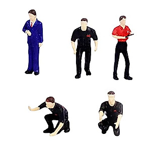 yotijay 9pcs Hand Painted 1/64 Miniature Repairman Figure Model Street Train Scenery Movie Props Layout Desktop Ornament