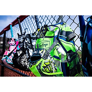 Rawlings | REMIX Backpack Equipment Bag | T-Ball & Youth Baseball / Softball | Green