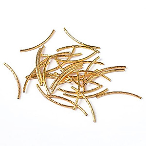Curved Noodle Tube Spacer Beads, DIY Materials 200Pcs Jewelry Making Accessories Curved Long Tube Beads for Jewelry Making for DIY Crafts(Golden)