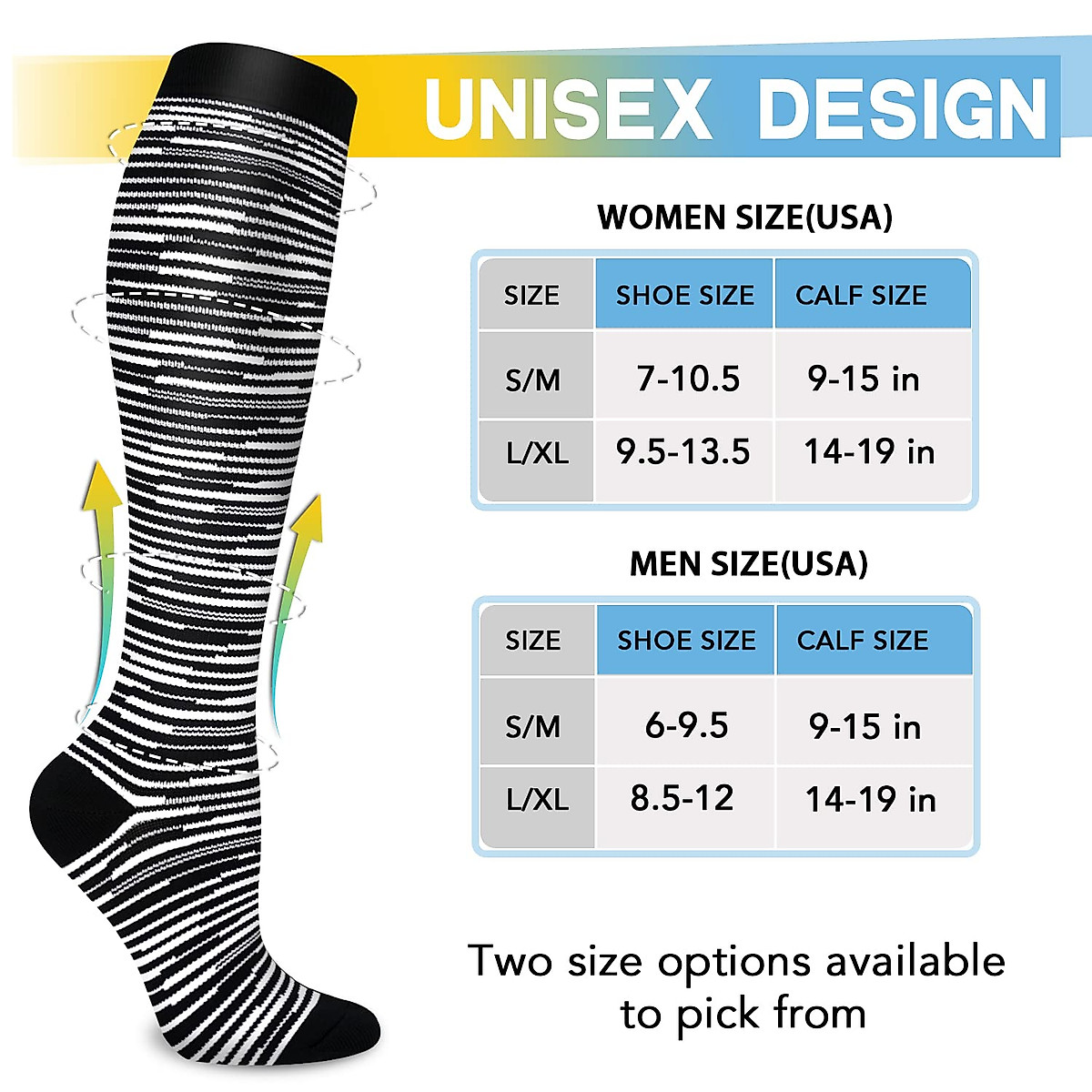 SunFeeling 6 Pairs Compression Socks for Women & Men Circulation - Best Support for Nurses,Running,Athletic,Sports,Small-Medium