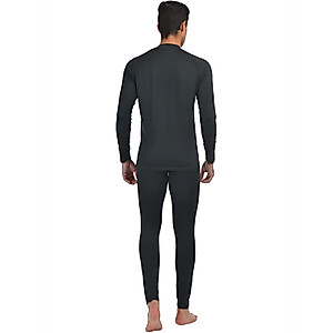 qualidyne Men's Thermal Underwear Winter Base Layer Long Johns Set Top and Bottom Sports Suits Black