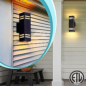 iYogaled Up Down Lights Outdoor Wall Light, Brown Exterior Dawn to Dusk Outdoor Light Fixture, Porch Lights Wall Mount 2 Pack, IP65 Aluminum Modern Outside Lights for House Front Door, Porch