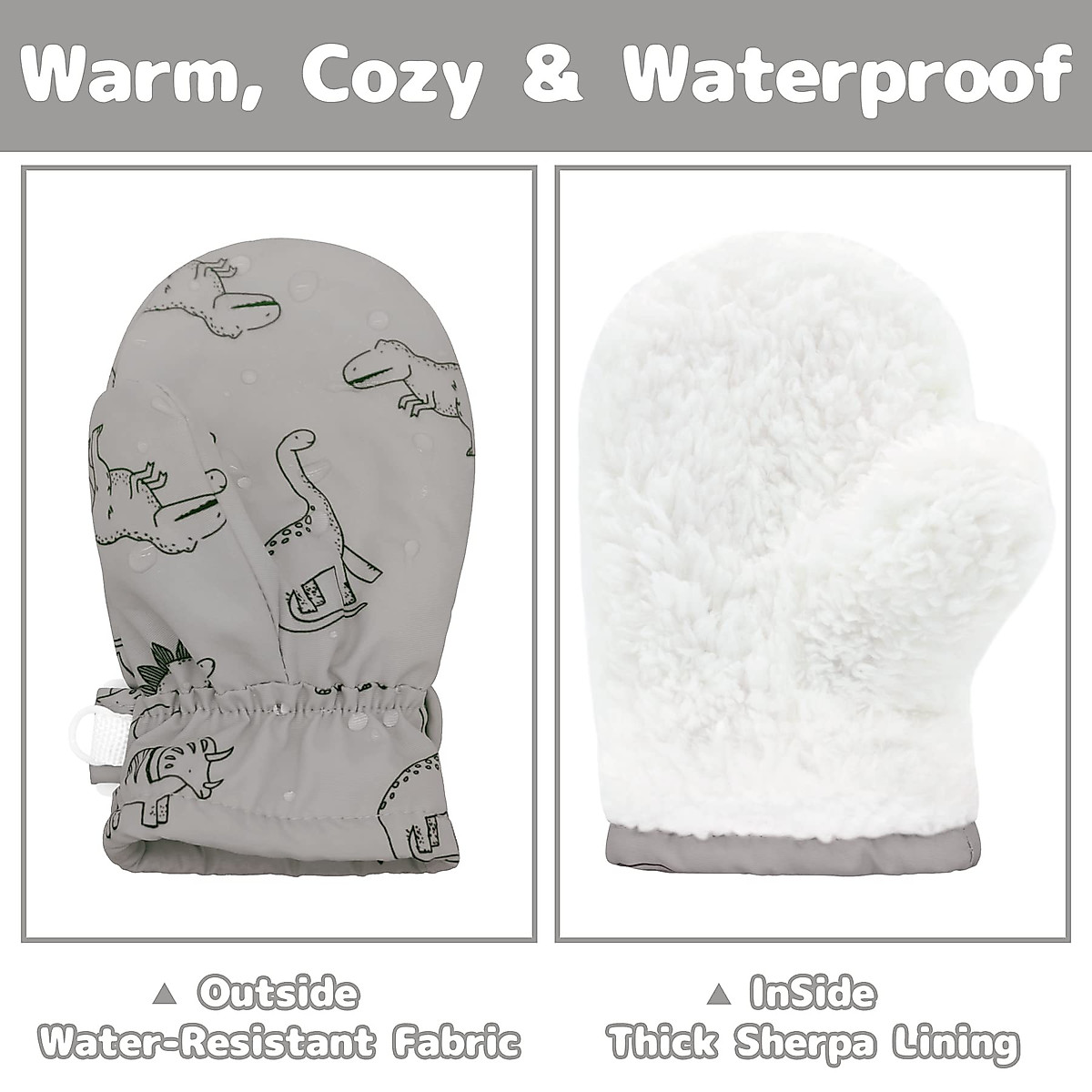 Olreco Toddler Gloves Waterproof Toddler Winter Gloves Toddler Snow Gloves for Kids Toddler Waterproof Gloves Toddler Mittens