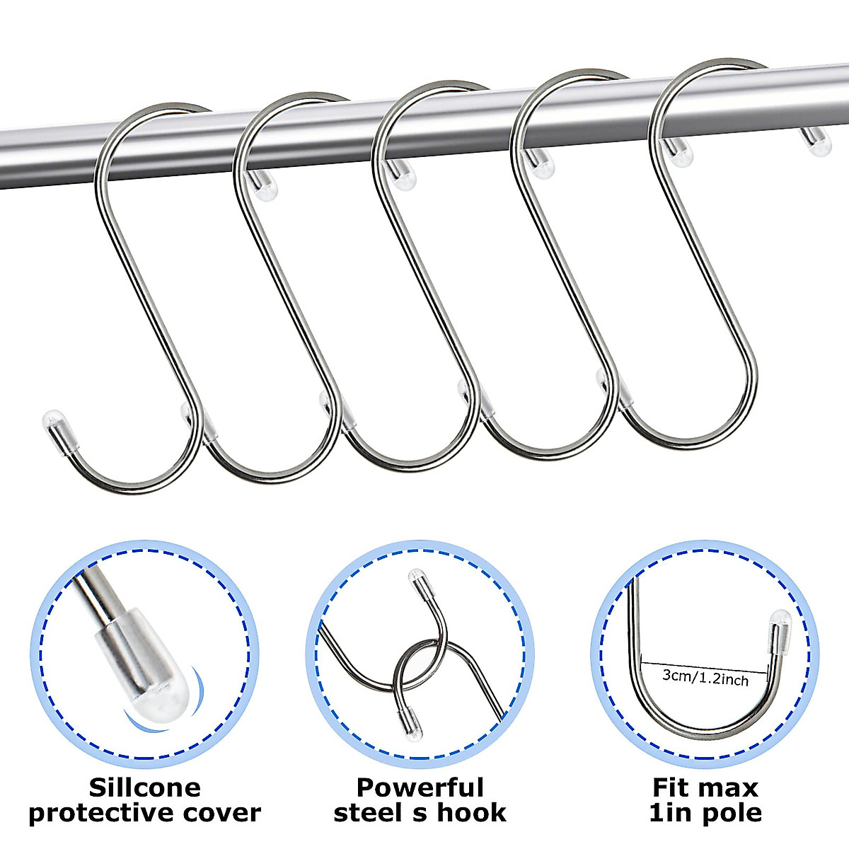 ACXFOND 100Pcs S Hooks for Hanging 3.5 Inch S Shaped Hanging Hooks Heavy Duty S Hooks Metal Hooks for Hanging Kitchen Utensils, Plants, Pot, Pan, Cups, Towels