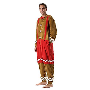 #FollowMe 6446-S Men's Adult Onesie/Mens Pajamas, Gingerbread Man, Small