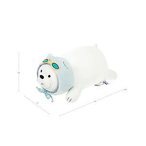 MINISO 15" We Bare Bears Stuffed Animals, Cuddle Lying Plush Ultrasoft Toy Hugging Throw Sleeping Plushies Toy Pillow for Boy Girl Kids Children Toddler Bedding Toys and Christmas(Ice Bear)