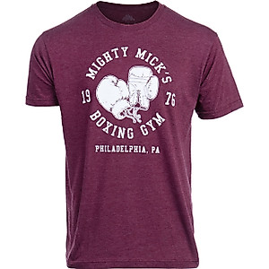 Ann Arbor T-shirt Co. Mighty Mick's Boxing Gym 1976 | Philadelphia Boxer Vintage Style Gloves T-Shirt-(HthMaroon,XL)