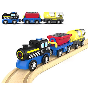 Train Accessories Battery Operated Locomotive Train, Engineering Train Fits All Train Set for Toddlers, Engine Powerful Train Toys for Wooden Railway System, Train for Kids