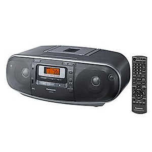 Panasonic RX-D55GC-K Boombox - High Power Portable Stereo AM/FM Radio, MP3 CD, Tape Recorder with USB & Music Port Sound with 2-Way 4-Speaker (Black)
