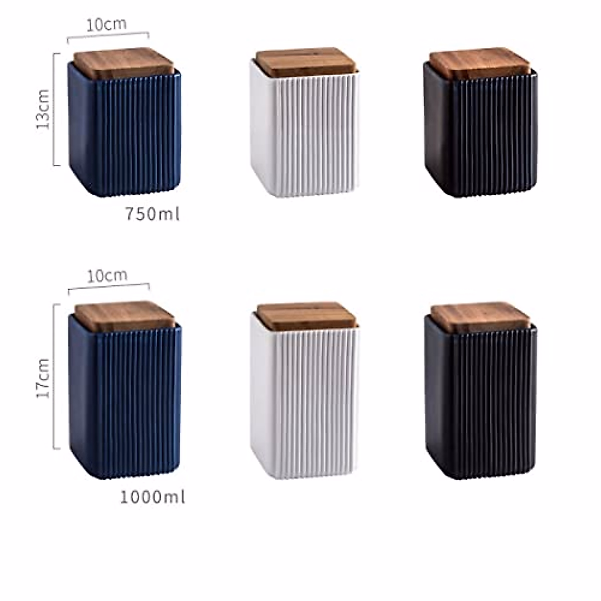 Food Storage Canister, Square Ceramic Cookie Jars Kitchen Canister with Airtight Lid, Good for Coffee Bean, Tea, Spices or Snacks Storage (Blue,Small)