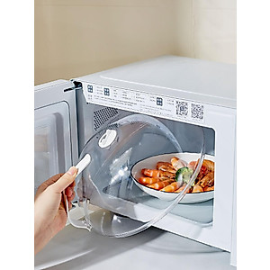 Microwave Splatter Cover for Food,Clear Microwave Splash Guard Cooker lid with Handle,BPA-Free,Soft Plastic