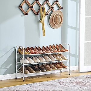 Hoctieon 3 Tier Durable Mesh Style Shoe Rack, Entryway Shoe Shelf, Shoe Rack FreeStanding, Shoe Storage Organizer, Shoe Rack for Closet, White