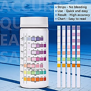 Pool Test Strips 7 in 1, 100 ct Spa Test Strips for Hot Tub Water, Pool Test Strips for Inground Pool, Testing Hardness, Free Chlorine, Bromine, Total Chlorine, Cyanuric Acid, Total Alkalinity, pH