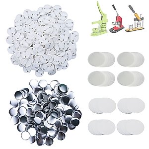 Happizza 500 Sets 32mm(1.25 inch) Blank Pin Back Button Parts for Button Maker Machine 32mm, Round Badge Making Supplies, includes Metal Cover, Plastic Button Back Cover, Clear Film&Blank Paper