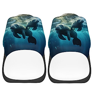 Foruidea Florida Manatee Mother and Baby Car Seat Covers Universal 2 Pcs Auto Front Seat Cover Fit Most
