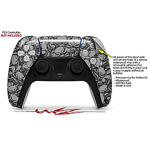 WraptorSkinz Skin Wrap compatible with Sony PS5 DualSense Controller Scattered Skulls Gray (CONTROLLER NOT INCLUDED)
