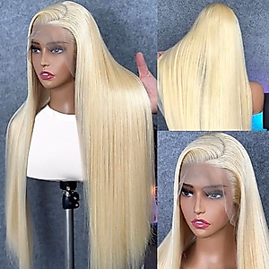 Alididi Blonde Wig Human Hair 613 Lace Front Wig Human Hair 13x4 Straight Lace Frontal Wig Human Hair Pre Plucked With Baby Hair 150% Density HD Lace Front Wigs Human Hair For Women (18Inch)