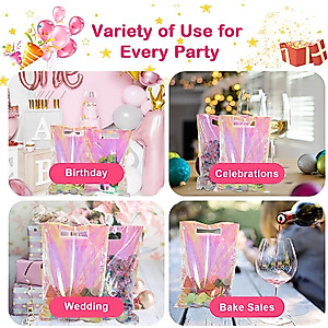 Zulihoia Christmas Cellophane Treat Bags 50 PCS: Decorative Party Favor Bags 7" x 10" Candy Cookie Popcorn Bags, Clear Small Gift Bags