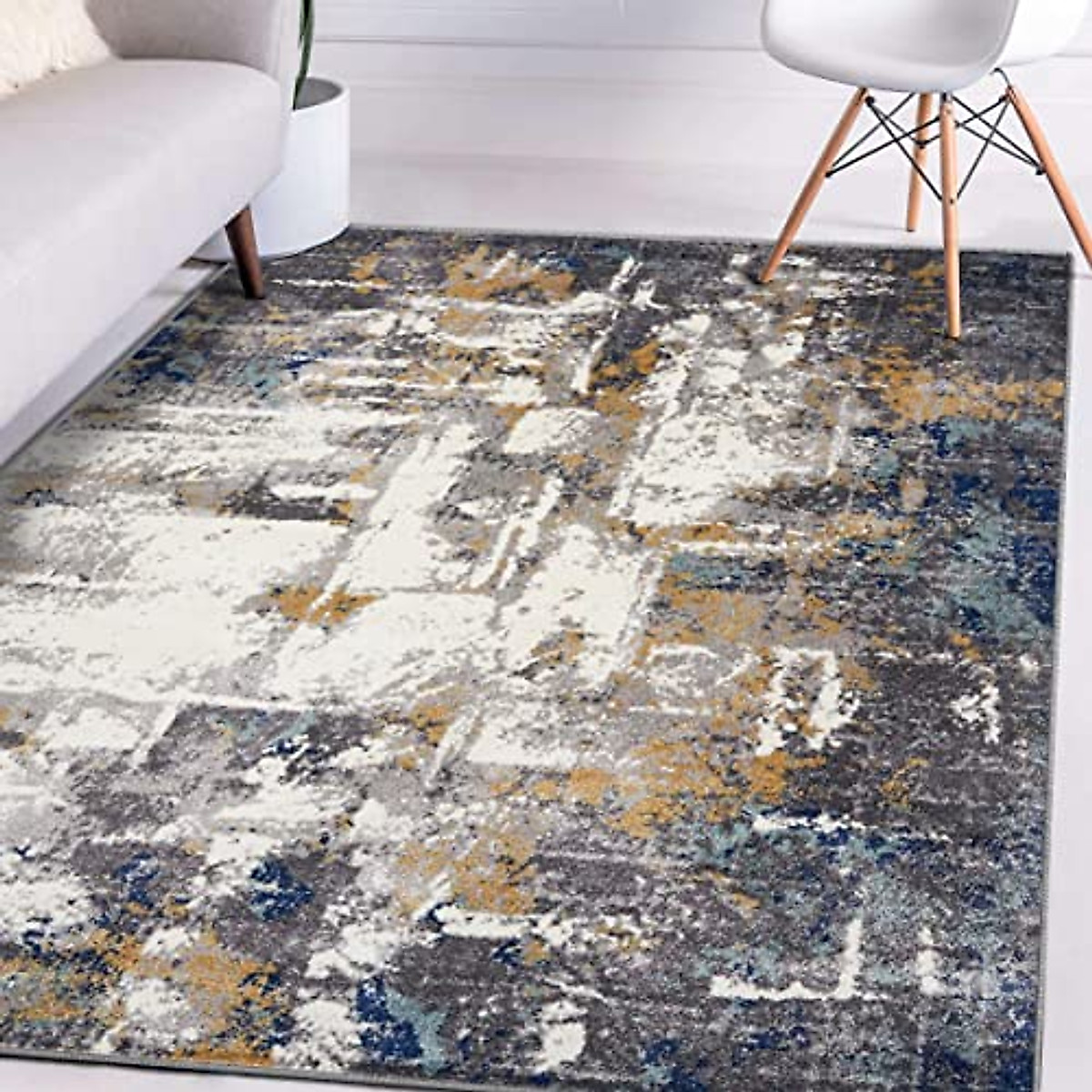 LUXE WEAVERS Hampstead Abstract Collection Gray 5x7 Area Rug 49