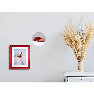 JD Concept 8x10 Soft-Red Thin Wood Picture Frame with Glass, for Photo 6x8 with Mat or 8 x 10 without Mat, Desk-top or Wall Mounted