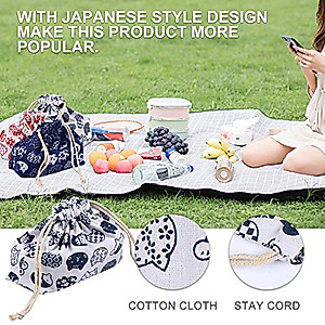 TOYANDONA Drawstring Lunch Bag Double-Layer Thickened Japanese Style Bento Tote Pouch Candy Gift Holder Pack for Home Wedding Birthday Party White