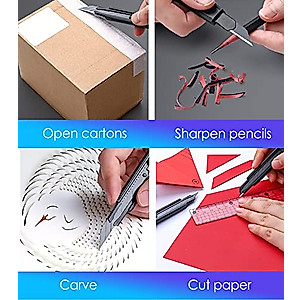 URASISTO 6 Pack Utility knife Retractable with 30 Degree Snap Off Blade Lockable Cardsharp Box Cutter Knife with Extra 20 Sharp Blades for Heavy Duty Office, Home, Arts Crafts, Hobby