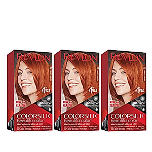 Revlon Permanent Hair Color, Permanent Hair Dye, Colorsilk with 100% Gray Coverage, Ammonia-Free, Keratin and Amino Acids, 45 Bright Auburn, 4.4 Oz (Pack of 3)