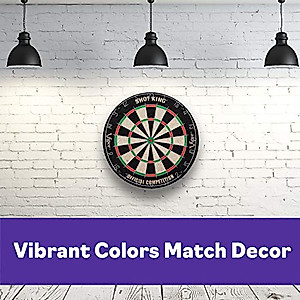 Viper by GLD Products Shot King Regulation Bristle Steel Tip Dartboard Set with Bullseye Metal Radial Spider Wire Compressed Sisal Board with Rotating Number Ring Includes 6 Darts Black