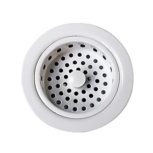 Westbrass A214-50 3-1/2" Post Style Large Kitchen Sink Basket Strainer, 1-Pack, Powder Coat White
