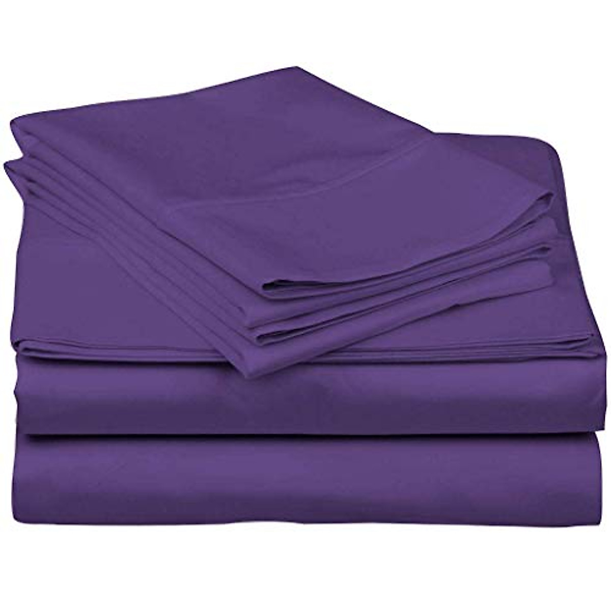 California King Size Waterbed Sheet Set 4 Piece Attached with Fitted Sheet 100% Egyptian Cotton 10 Inch Deep Pocket (Purple Solid, California King)