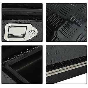 TYFYB 34.5X12.75X6.4 Inch Black Aluminum Heavy Duty Pick-Up Truck Bed 5 Bar Tread Tool Box Trailer Storage Tool Box RV Storage Organizer,Underbed Tools Organizer With Lock & Keys (34.5"X12.75"X6.4")