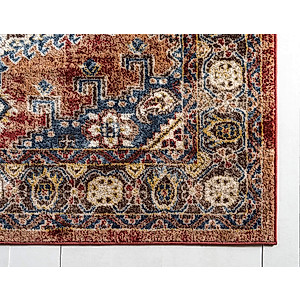 Unique Loom Utopia Collection Area Rug - Larissa (3' 3" x 5' 3" Rectangle, Terracotta/ Blue)