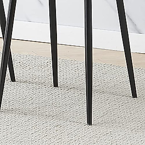 BELIFEGLORY Occasional Velvet Dining Chairs Set of 4 Upholstered Grid Pattern Dining Room Chairs Accent Office Reception Chairs Padded Seat with Black Metal Legs for Kitchen Restaurant (Orange)