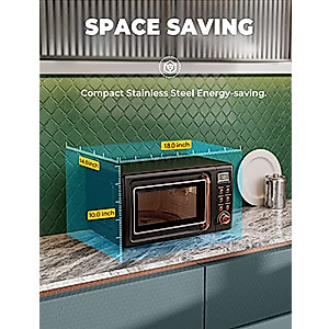 SIMOE Countertop Microwave Oven, 0.7 Cu Ft 700W Retro Small Microwave with 8 Auto-cooking Set & 10 Inch Removable Turntable, Compact Microwave w/Defrost, Child Lock, Timer, 5 Micro Power, LED Lighting