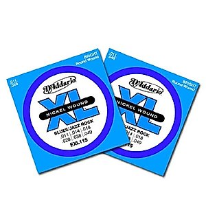 D'Addario Blues/Jazz Rock Nickel Wound Electric Guitar Strings 11-49 2 Pack