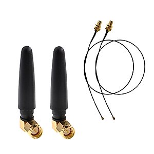 Oiyagai 2pcs 2.4ghz WiFi Antenna 2.5dbi SMA Male (Pin) Connector with Mini PCI U.FL to SMA Female WiFi Pigtail RF1.13 15cm Cable