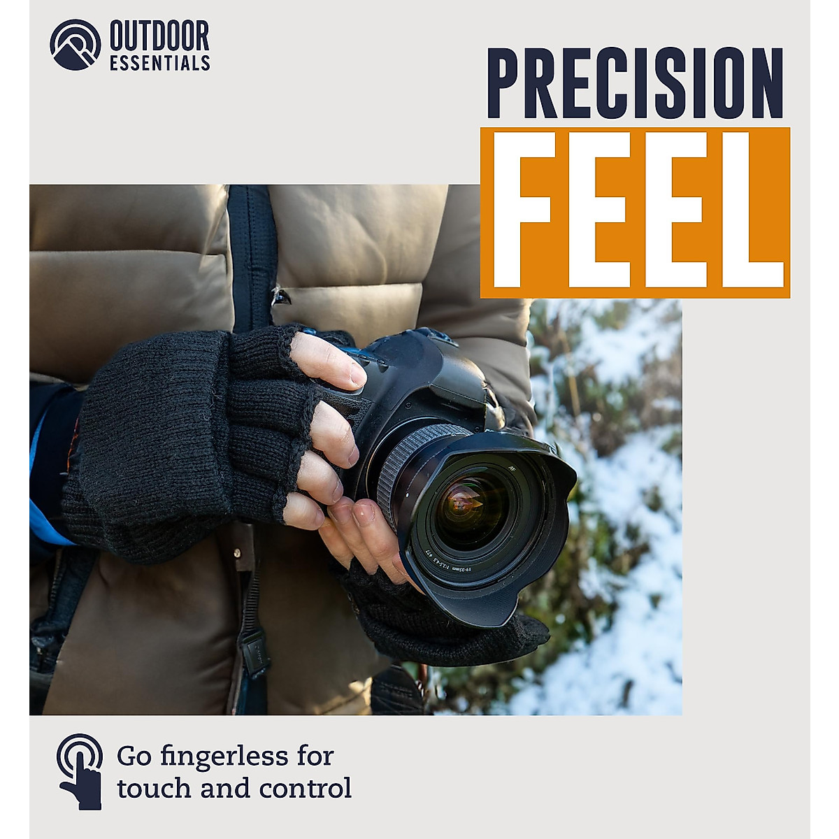 OutdoorEssentials Fingerless Winter Gloves Convertible Mittens for Men & Women - Warm Knit Flip Top Wool Mitten Gloves