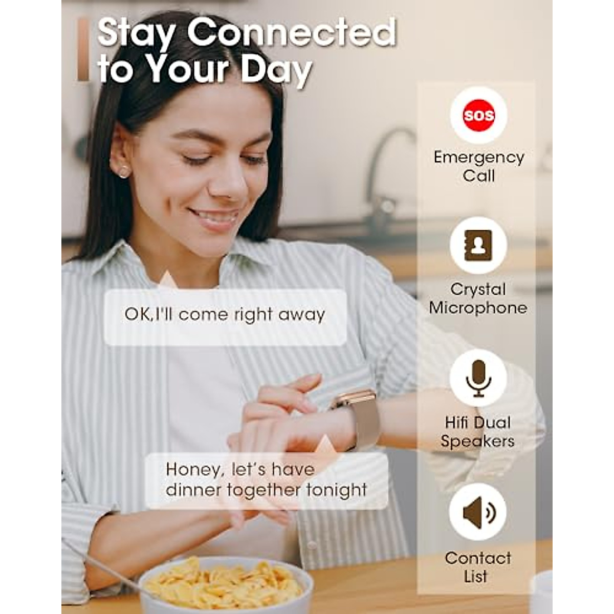 AKUMAKA Smart Watches for Women(Answer/Make Calls), 1.85'' HD Bluetooth 5.3 Smart Watch for Android Phones and iOS, Fitness Tracker Watch with Heart Rate/Sleep Monitor, IP68 Waterproof Sport Watch