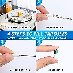 Capsule Filling Machine Tools Kits Micro Tiny Spoon Spatula, Lab Scoop Filling Tray, Herb Powder Tamper Tool for Lab Capsule Filler Pill Maker, Fit Empty Capsules Sizes 000 00 0 1 2 3