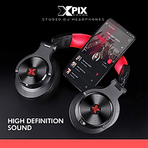 XPIX Pro DJ Headphones Closed Back Over Ear Stereo Monitor Headphones, For Monitor & Mixing, Single Side, Dual Source Monitoring